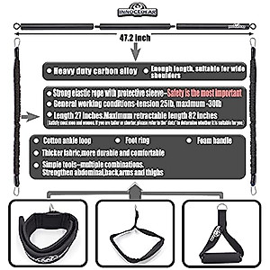INNOCEDAR Home Gym Bar Kit with Resistance Bands,Portable Gym Full Body Workout,Adjustable Pilates Bar System,Safe Exercise Weight Set,Home Exercise Equipment for Men&Women- Muscle&Fitness (Black)