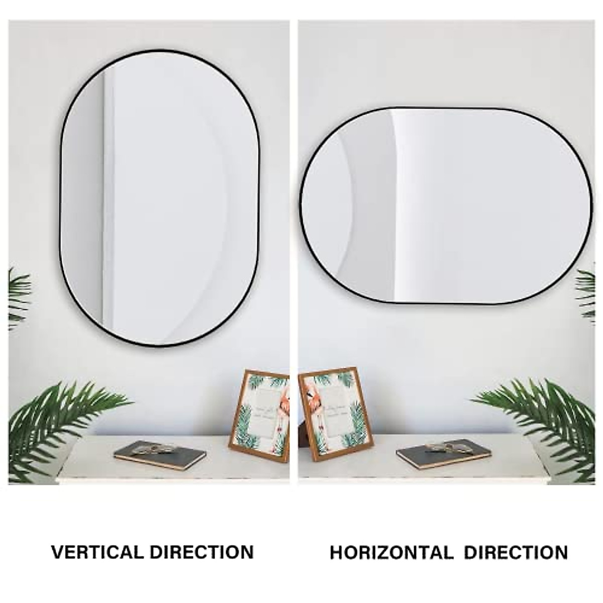 Manocorro Oval Wall Mirror, 20" x 30", Black Oval Bathroom Mirror, Large Wall Mounted Mirror w/Metal Frame, Vertical & Horizontal, Prefect for Entryway, Bedroom, Fireplace (20''x30'', Black)
