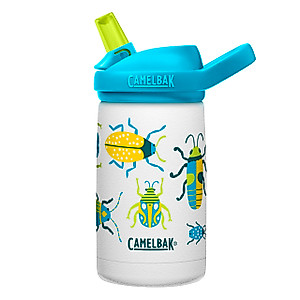 CamelBak eddy+ Kids Water Bottle with Straw, Insulated Stainless Steel - Leak-Proof when Closed, 12oz, Bugs!