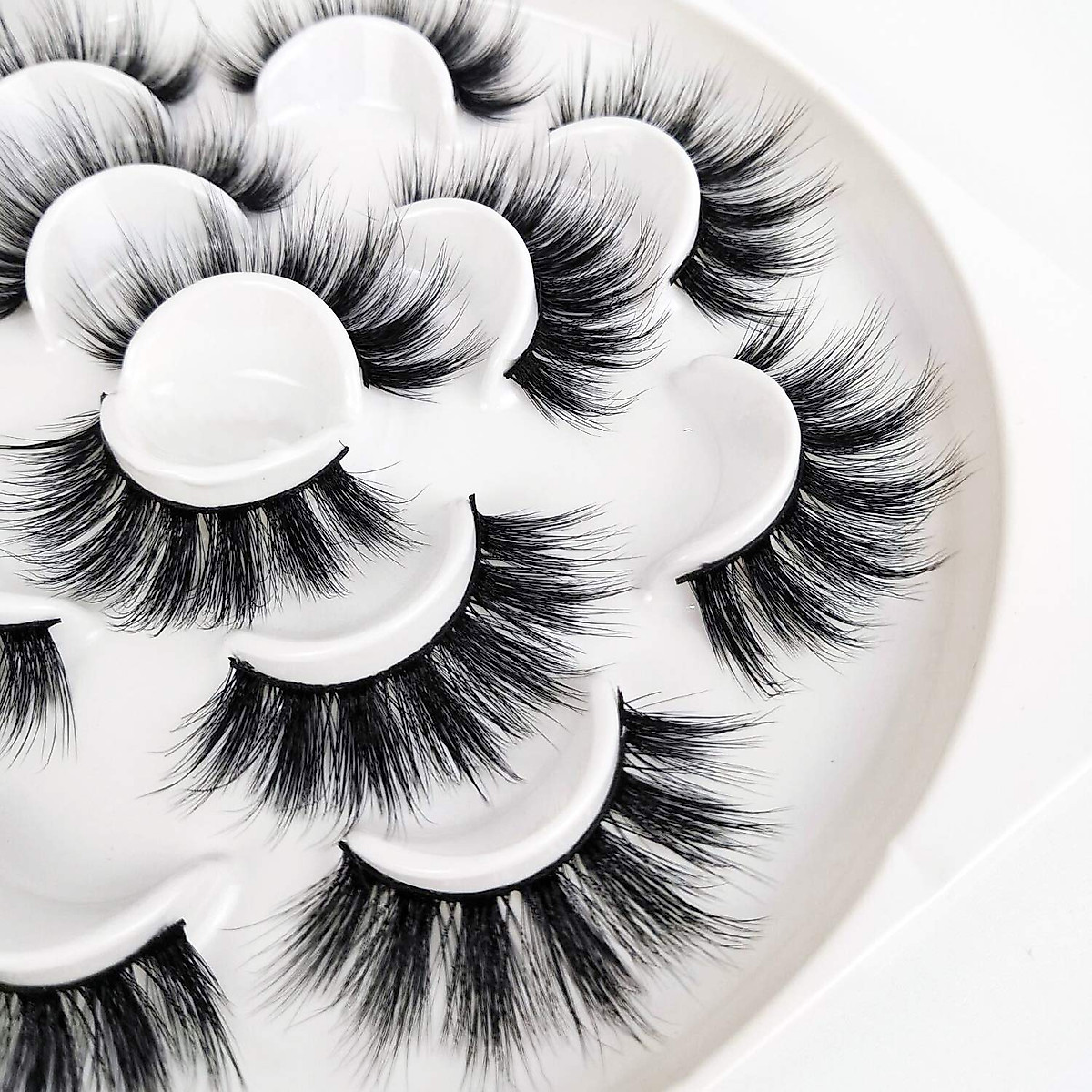 Veleasha 5D Faux Mink Lashes Handmade Luxurious Volume Fluffy Natural False Eyelashes 7 Pairs (Dubai)