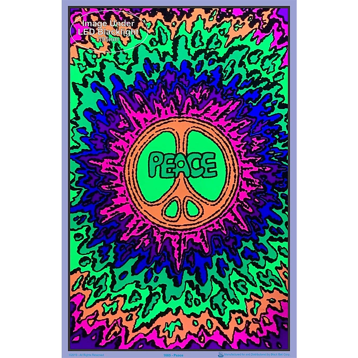 Psychedelic Peace - Flocked - Blacklight Poster - 23" x 35"