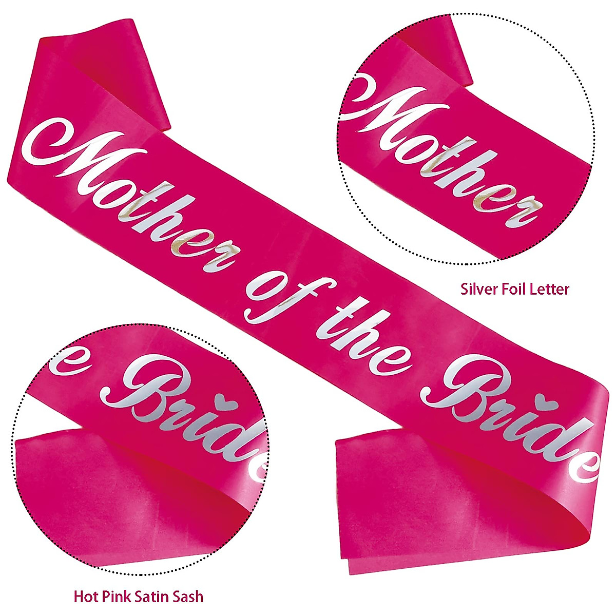 KETAOO Mother of the Bride Sash, Pink Sash for Mother of the Bride for Bridal Shower Favors Engagement or Wedding Party Accessories