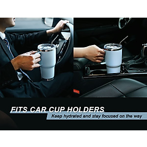 DLOCCOLD 30 oz Tumbler with Handle, Stainless Steel Insulated Travel Coffee Mug with Lid and Straw, Thermal Coffee Cup for Hot&Cold Drinks,Spill Proof,Cup Holder Friendly,Dishwasher Safe,BPA Free