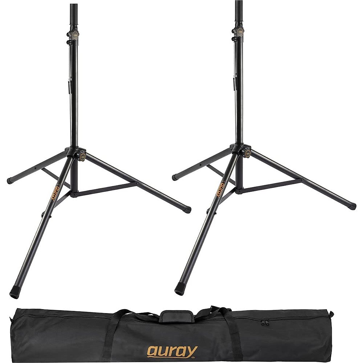 Mackie Thump215XT 1400W 15" Powered PA Loudspeaker System with DSP and Bluetooth (Pair) Bundle with Auray SS-47S-PB Steel Speaker Stands, Carrying Case, and 2X XLR-XLR Cable