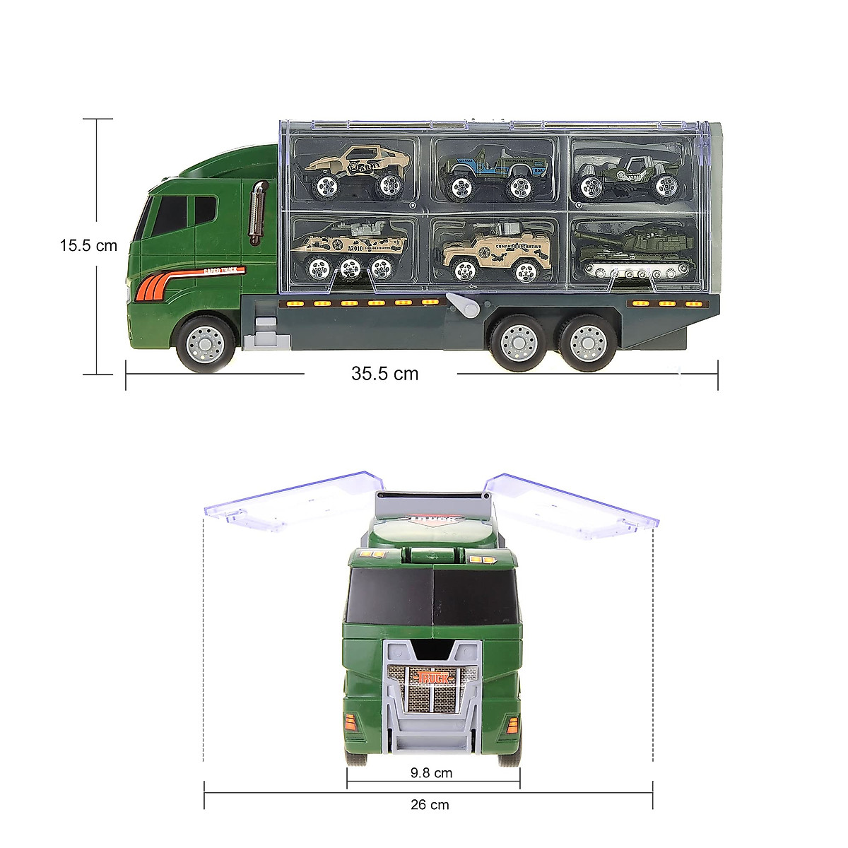 PowerTRC Army Toys for Boys 6-8 8-12, Die-Cast Army Military Vehicles Toys, Diecast Army Trucks and Cars with Carrier Truck, Kids Army Toys, Military Trucks for Boys