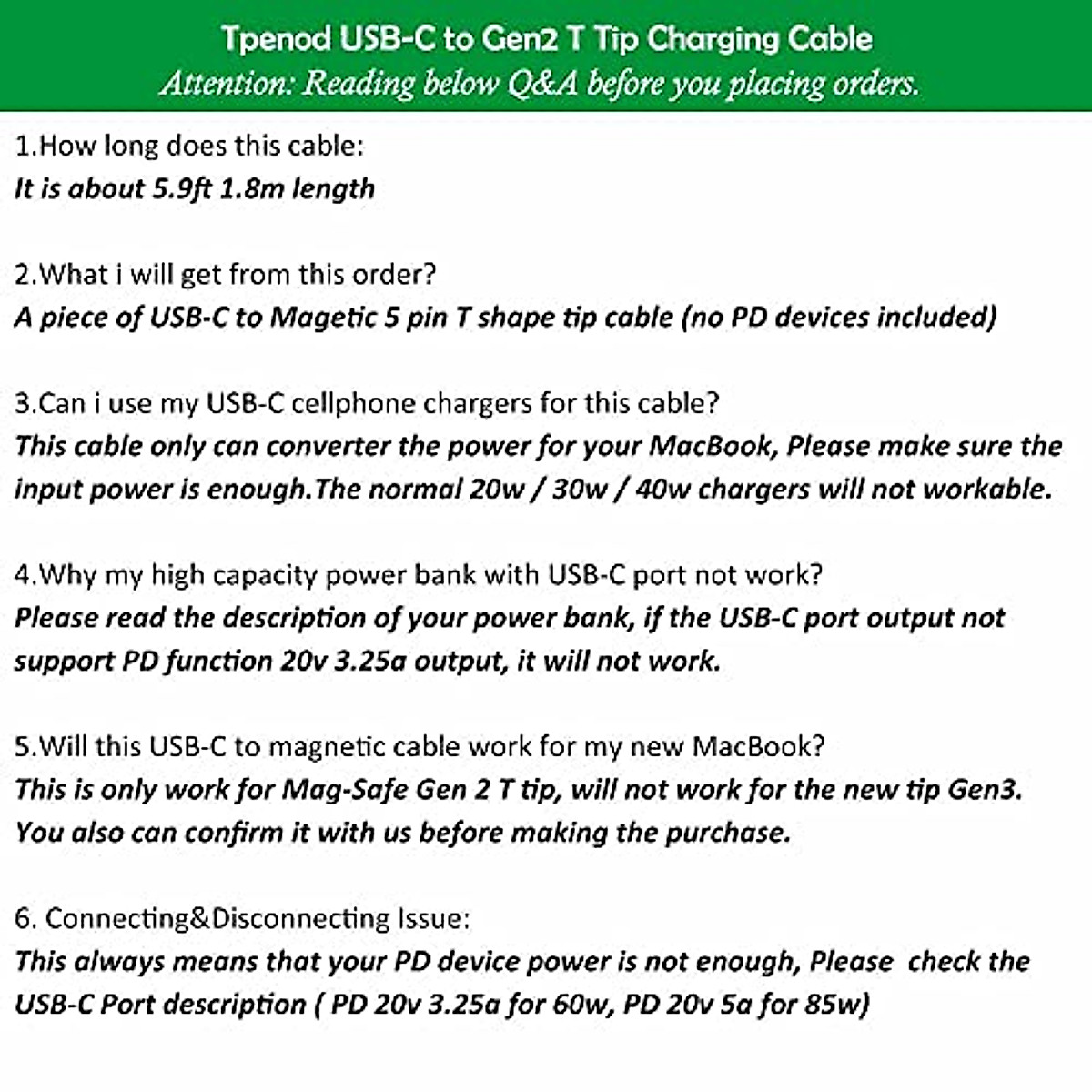 USB C to Magnetic 2 T Tip Adapter Charging Cable for MacBook Air Pro Charger 85w, USB-C to Magnetic T-Head 5 Pin Charge Cord for MacBook 11inch 13inch After 2012, Fit for 60w 45w