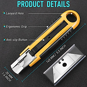 DIYSELF 4 Pack Box Cutter Retractable, Utility Knife Heavy Duty, Box Cutters for Home, Warehouse, Box Opener, Box Knife, Extra 10 Sk5 Blades, Razor Knife, Exacto Knife, Box Cutter Knife
