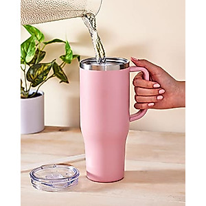 Maars Charger 40oz Insulated Travel Mug Tumbler with Handle | Double Wall Vacuum Sealed Stainless Steel Cup w/Straw and Lid, Seaglass