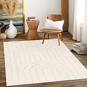 LEEVAN Bedroom Rug 5x8 Sturdy Rugs for Living Room, Boho Kids Room Floor Carpet Beige Nursery Decor Rugs Super Soft Tufted Rugs, Modern Farmhouse Area Rug for Dorm Room Cute Bedside Rug