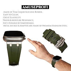 AMUSEPROFI Men's Silicone Watch Band, 49mm Ultra, 45mm Ultra 2, 42mm Series 9, 8, 7, 6, 5, 4, 3, 2, 1 - Multiple Colors Available