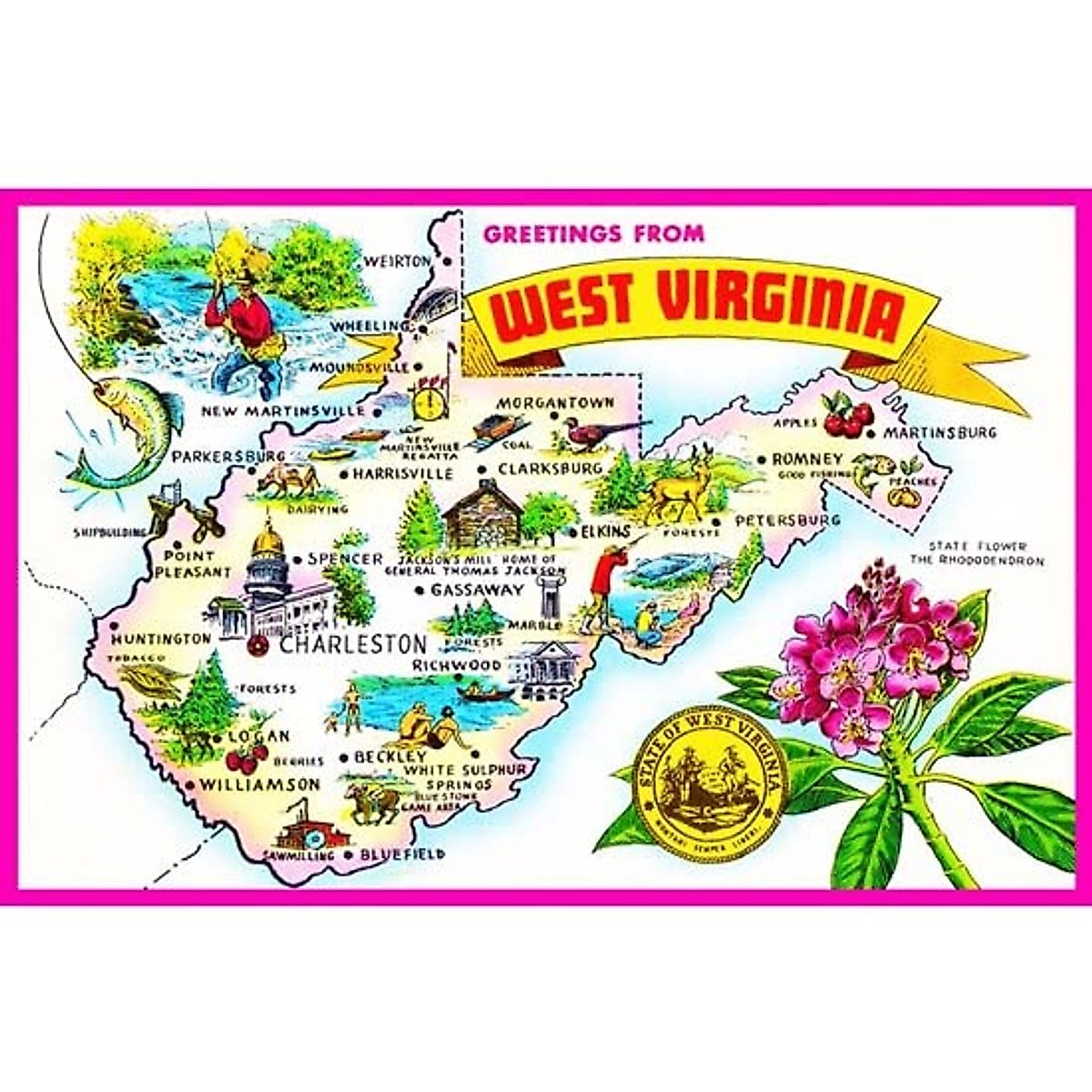 CafePress West Virginia Map Greetings Mug Ceramic Coffee Mug, Tea Cup 11 oz