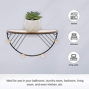 HOMOCONO 1pc Wooden Shelf Wall Hook Shelf Decorative Shelves Picture Hooks Wall-Mounted Placement Floating Shelf Storage Shelf Wall-Mounted Storage Organizer Black Iron