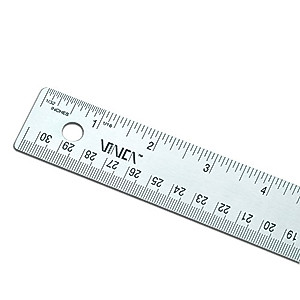 VINCA SSRN-12 Stainless Steel Office Drawing Ruler 0-12 Inch 0-30cm with Non Slip Cork Base Measuring Tool