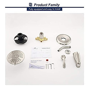 HOMELODY Shower Faucet with Tub Spout Brushed Nickel Shower Faucets Sets Complete 6 Inch Shower Head 5-Function Spray Shower Tub Kit Shower System with Single-Handle Shower Combo