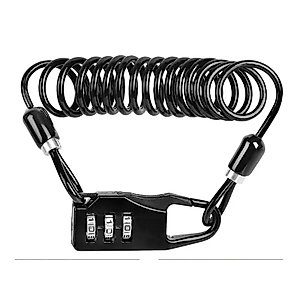 Helmet Lock Portable Steel Cable Lock 3 Digit Password Combination Bicycle Helmet Lock Mountain Bike Wire Lock Bike Accessories