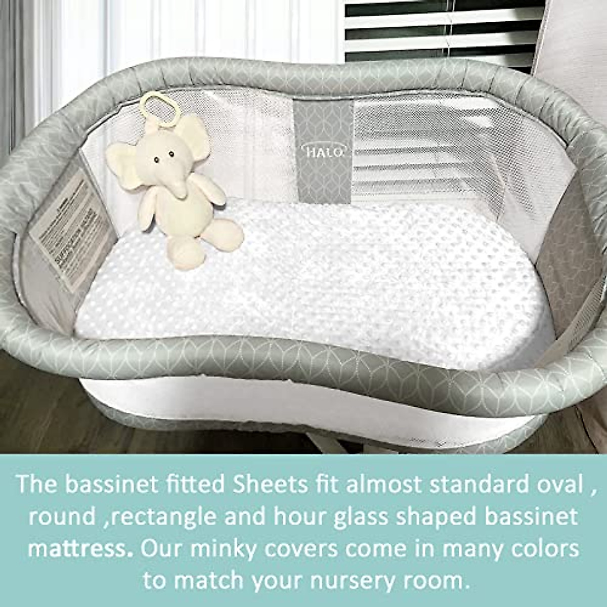 Owlowla Bassinet Sheet Set,Ultra Soft Minky Cradle Sheets Universal Fitted Bassinet Pad/Mattress for Baby Boys Girls(Ivory/Khaki)