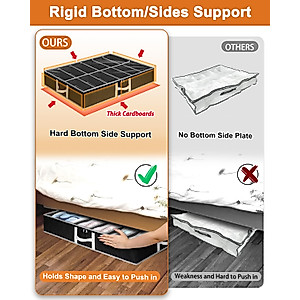 punemi Under Bed Shoe Storage Organizer, Adjustable Velcro Shoe Organizer Under Bed With Bottom Support & 3 Sturdy Handles, Underbed Shoe Organizers For Closet Boot, Sneakers, Heels, Set Of 2