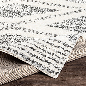 Mark&Day Area Rugs, 5x7 Gever Global Shag Charcoal Area Rug, Grey Cream White Carpet for Living Room, Bedroom or Kitchen (5'3" x 7'3")