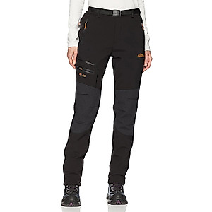 BenBoy Women's Outdoor Waterproof Windproof Fleece Slim Cargo Snow Ski Hiking Pants,Black Small