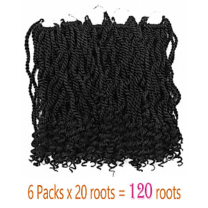 TOZIKA Wavy Senegalese Twist Crochet Hair 12 Inch for Black Women Pre-twisted Kids Crochet Hair 6 Packs Braids Ends Synthetic Hair Extension(1B#)