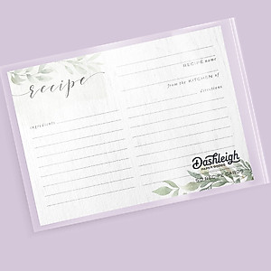 Farmhouse Greenery Recipe Cards from Dashleigh, 48 Cards, 4x6 inches, Sage Green and White, Water-Resistant and Double-Sided (Farmhouse Recipe Cards)