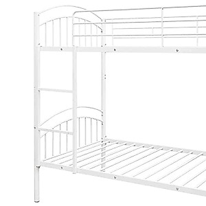 Cotoala Twin Over Twin Metal Bunk Bed with Guardrails and Steel Ladder, Can Be Split into Two, Space Saver Design, No Box Spring Needed