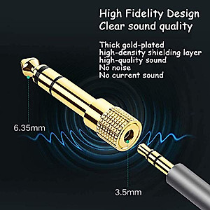 Headphone Jack Adapter 6.35mm 1/4Inch Male to 3.5mm 1/8 Inch Female Jack Headphone Audio Stereo Jack Plug Adaptor Converter (6.35mm (1/4 inch) Male to 3.5mm (1/8 inch) Female)