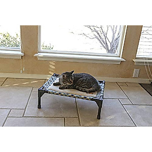 K&H Pet Products Thermo-Pet Cot Heated Elevated Dog Bed - Blue Plaid/Tan, Medium 25 X 32 X 7 Inches