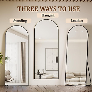 Koonmi Arched Full Length Mirror, 58"x18" Black Mirror Full Length, Standing Hanging or Leaning Full Body Mirror with Aluminum Alloy Frame for Living Room and Bedroom