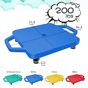 4 Pack Sports Scooter Board with Handles, Floor Scooter, Sitting Scooter Board for Kids Sports Activities, Age: Over 6 Years Old