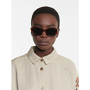 PORADAY Modern Thick Oval Sunglasses for Women Fashion Clout Goggles Retro Narrow Chunky Sun Glasses Gradient Shades Round 90s (Leopard/Grey)