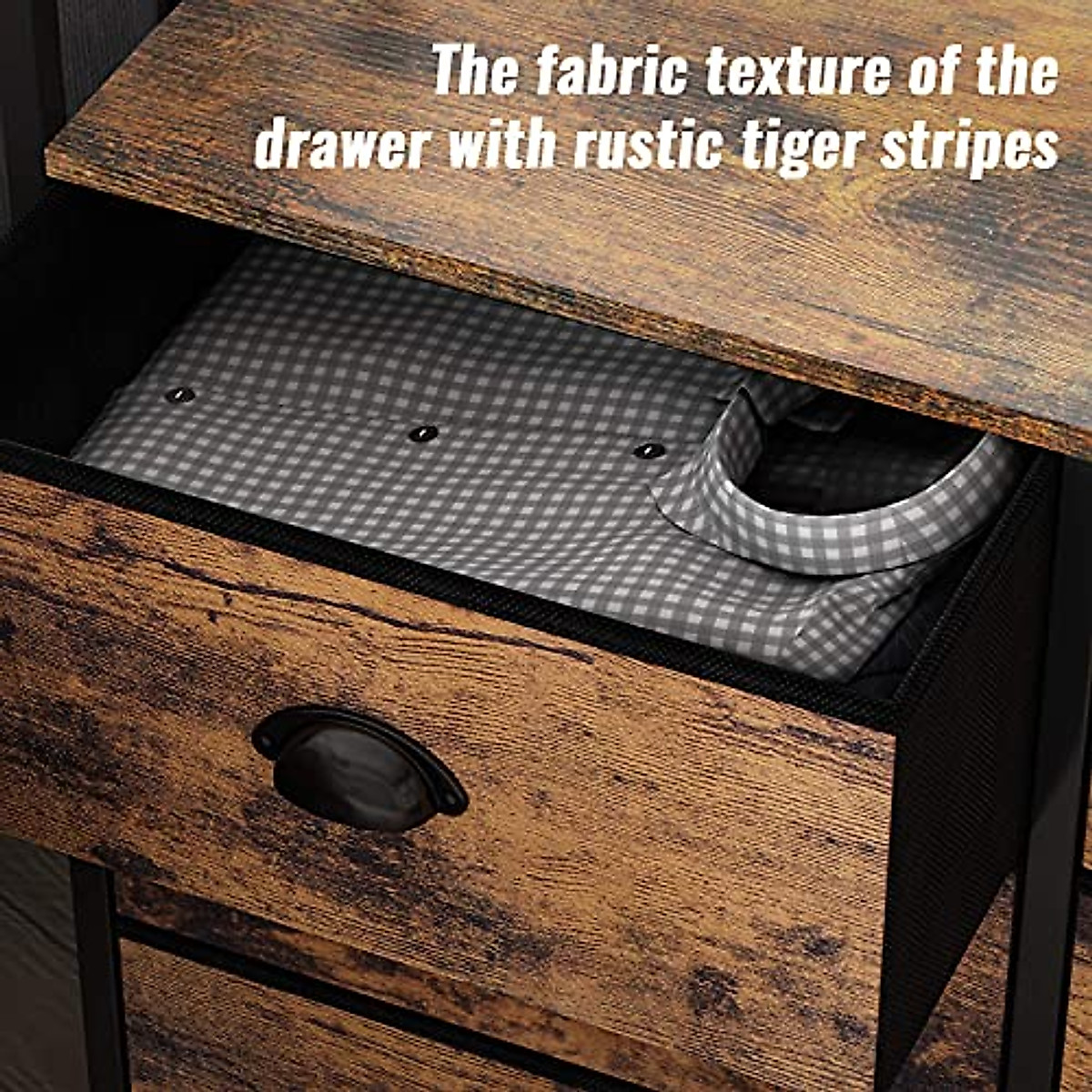 Nightstand with 3 Drawer and Dresser with 6 Drawer and Shelves Clothes Organizer Storage Towel Unit for Bedroom,Living Roomd,Entryway,Home Furniture Rustic Industrial Style