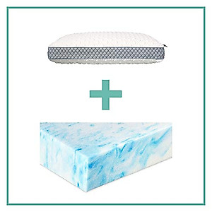 Sealy 3-Inch SealyChill Gel Memory Foam Full Mattress Topper + Molded Memory Foam Pillow Set