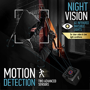 Mini Spy Camera 1080P Hidden Camera - Portable Small HD Nanny Cam with Night Vision and Motion Detection - Indoor Covert Security Camera for Home and Office - Hidden Spy Cam - Built-in Battery