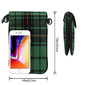 Small Crossbody Scottish Davidson Clan Black, Green Tartan Crossbody Purse Bag Fashion Cell Purse Wallet For Women/Girls Gift