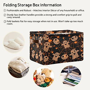 Kigai Halloween Spooky Storage Basket Waterproof Foldable Canvas Storage Bin Laundry Basket Toy Clothes Organizer for Nursery Closet Shelf Office, 1Pack