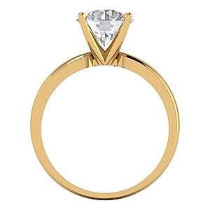 Clara Pucci 2.0 Ct Brilliant Round Cut Clear Simulated Diamond 14K Yellow Gold Solitaire Engagement Bridal Anniversary Ring Size 10