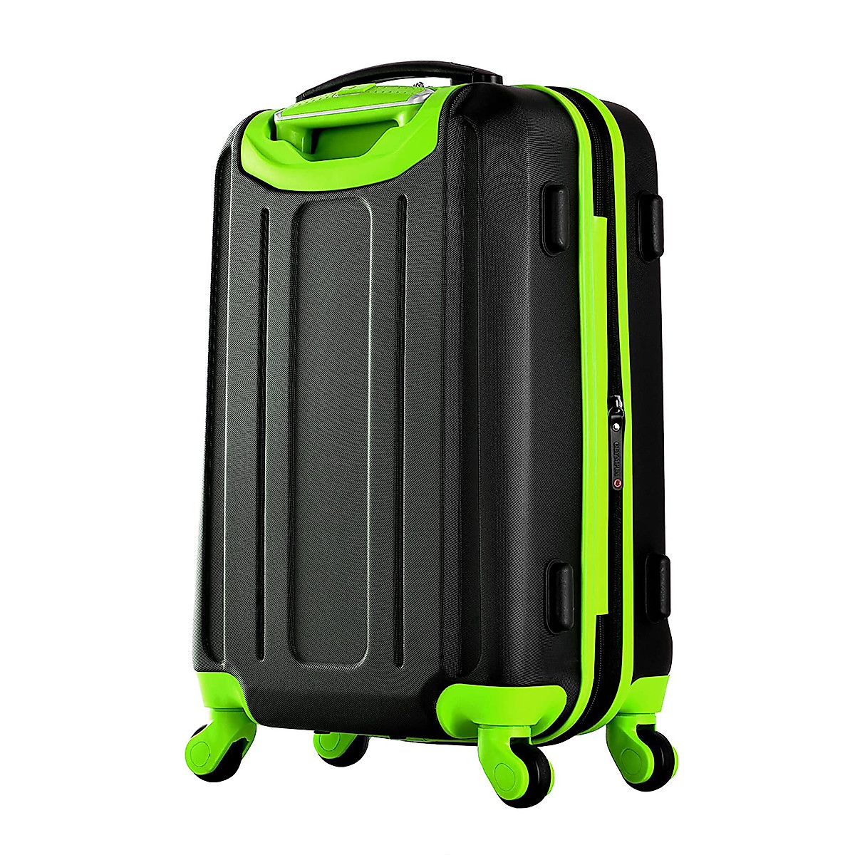 Olympia U.S.A. Apache 3-Piece Expandable Hardside Lightweight Luggage Set with Spinner Wheels, Laptop Compartment Black/Lime