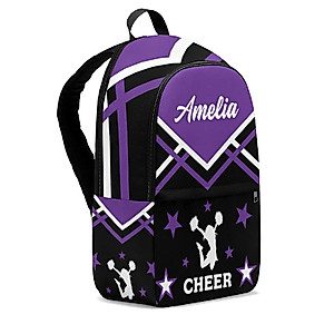 Yeshop Cheerleader Cheer Purple 1 Personalized Backpack for Teen Boys Girls,Custom Travel Backpack Bookbag Casual Bag Name Gift