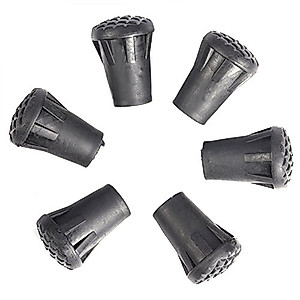 VGEBY Walking Stick Ends, 6Pcs Replacement Outdoor Trekking Hiking Pole Tip End Walking Stick Hat Cover Protector Asphalt Tip Poles Rubber Tips For Trekking Poles Ski Pole Rubber
