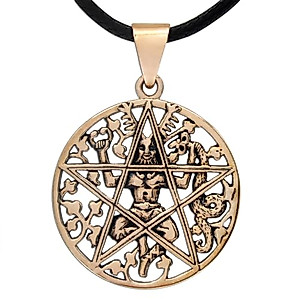 Dryad Design Cernunnos Pendant Pentacle- Solid Bronze Pagan Horned God Pendant Celtic Wiccan Witchcraft Jewelry