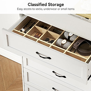 IDEALHOUSE Modern 5 Drawers Dresser, Chest of Drawers Closet Organizers and Storage Clothes, Modern Dressers for Closet Living Room, Kids Bedroom (5 Drawers Dresser, White)