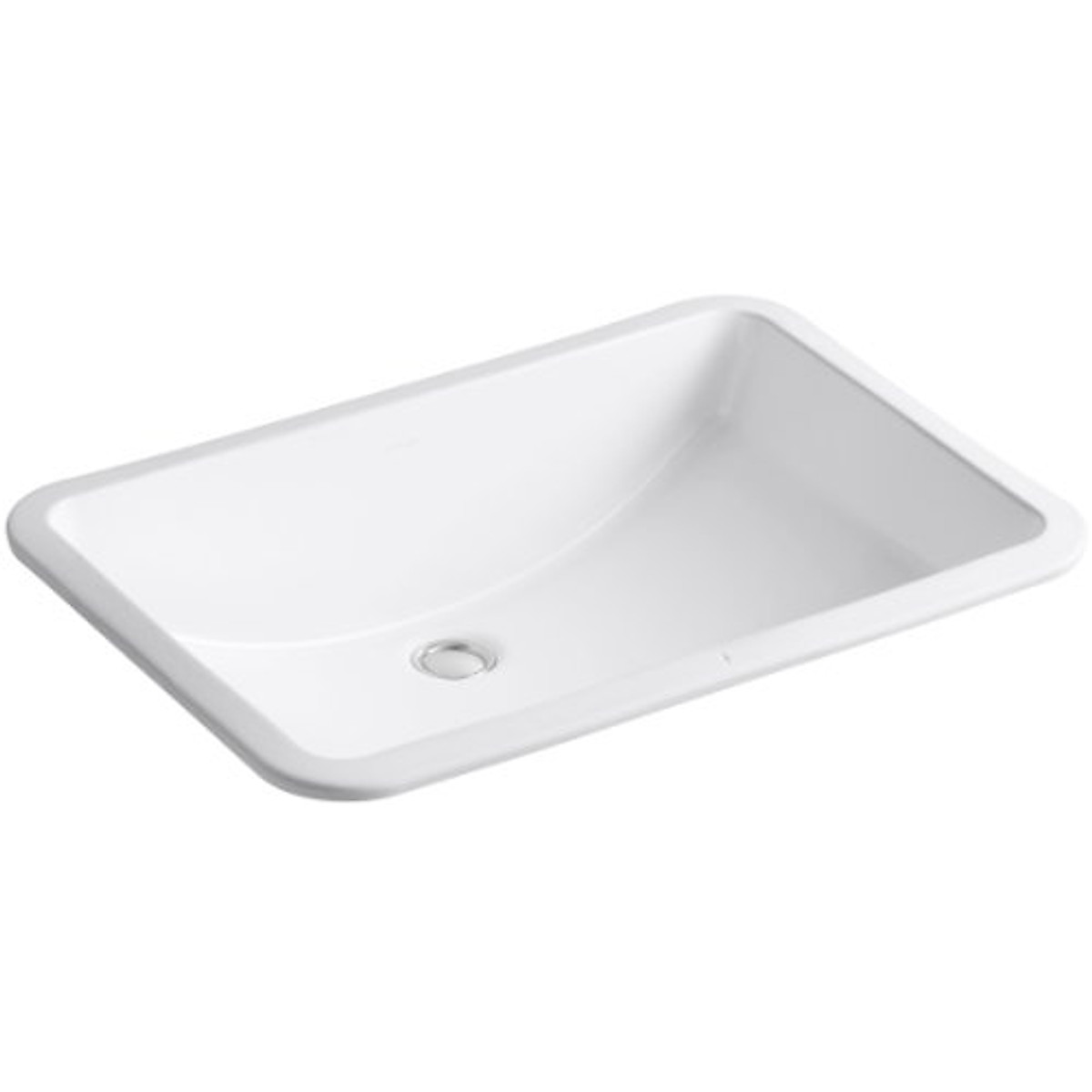KOHLER 2215-0 Ladena Rectangular undermount Bathroom Sink with Curved Bottom, 23-1/4" W x 16-1/4" L, White