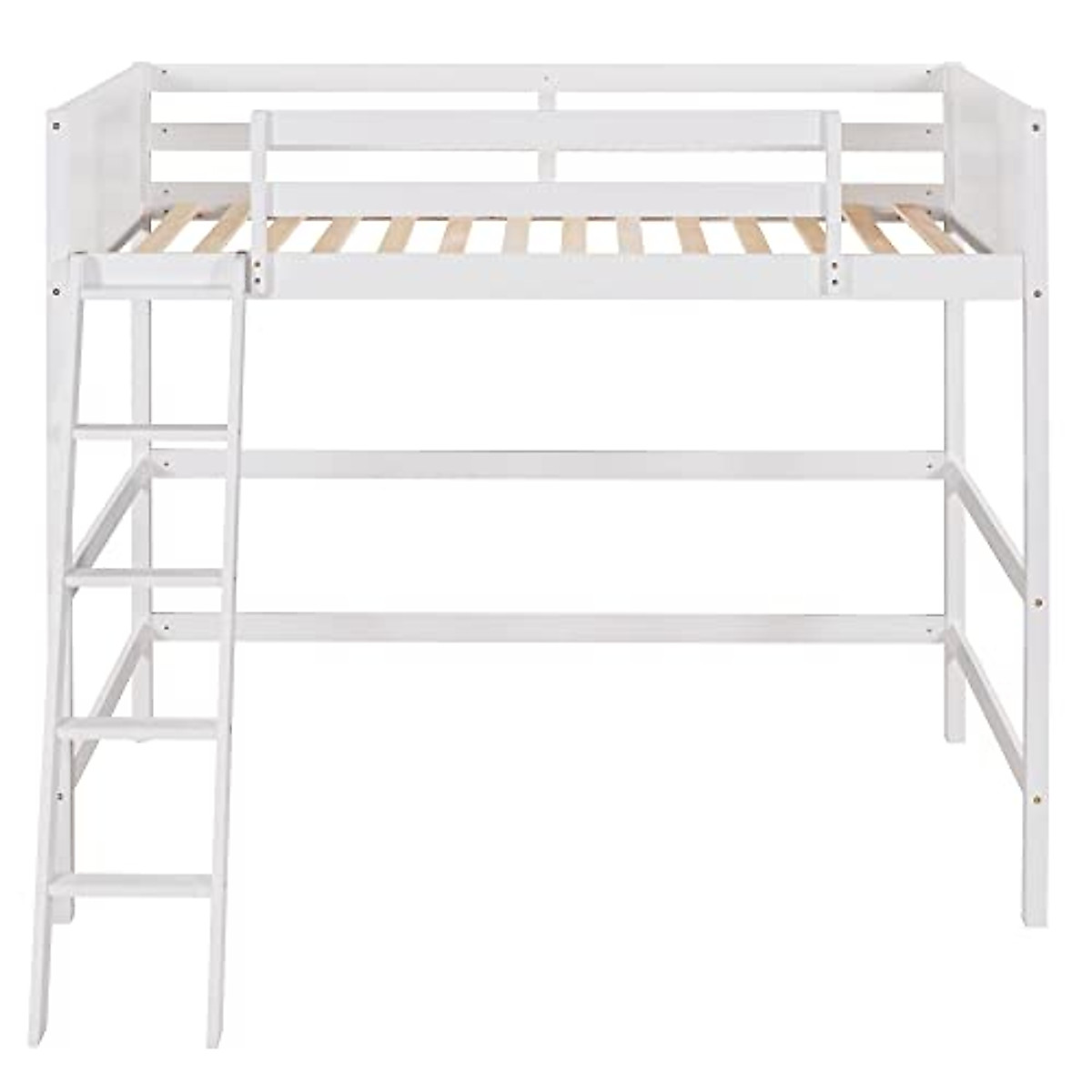 DEYOBED Twin Size Wooden Loft Bed Frame with Ladder - Space-Saving Design for Kids, Teens, and Adults