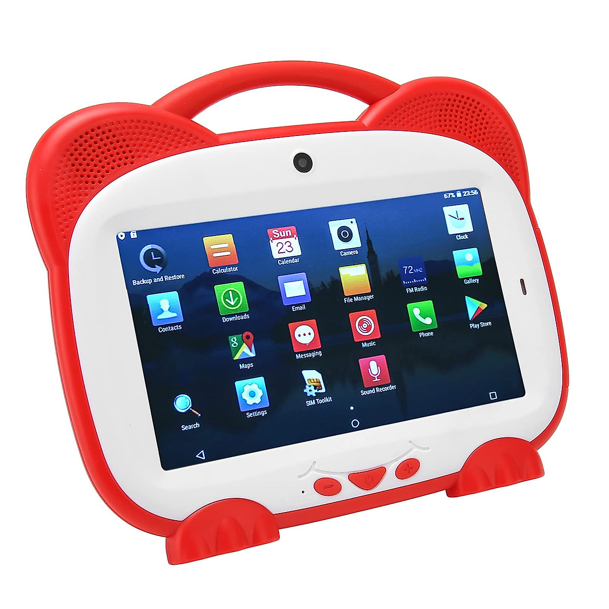 7 Kids Tablet, Toddler Tablet Smart Touch Tablet Support Bluetooth WiFi, 4GB 32GB Dual Camera Quad Core Android 10.0 Tablet with Three Card Slot, 5500mAh Battery (Red)