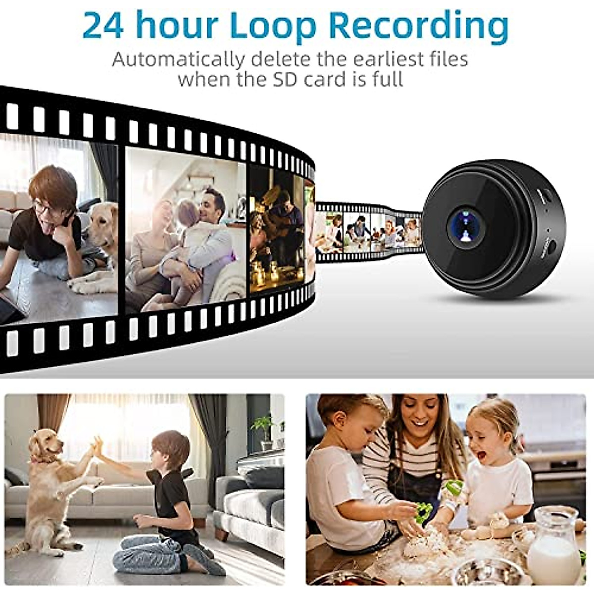 Mini Wireless WiFi Camera HD 1080P Home Security Cameras with Feed Covert Baby Nanny Cam with Cell Phone App Tiny Smart Pet Dog Cameras with Night Vision and Motion Detection