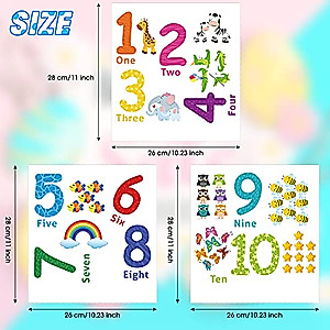 Number Wall Decals Children Number Stickers Alphabet ABC Wall Decals Peel and Stick Animal Number Wall Stickers Educational Classroom Stickers for Kids Nursery Bedroom Living Room Playroom Decorations