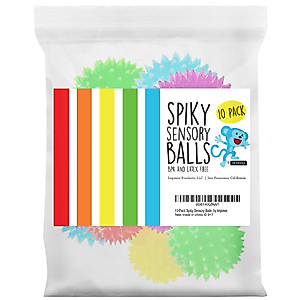 IMPRESA 10-Pack of Spiky Sensory Balls - Squeezy and Bouncy Fidget Toys/Sensory Toys - BPA/Phthalate/Latex-Free