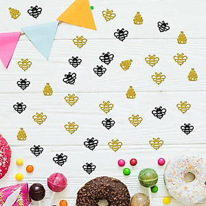 Ambishi 120pcs Bumble Bee Confetti, Bee Theme Birthday/Baby Shower/Wedding/Bridal Shower Party Decoration, Bumble Bee Paper Confetti Table Scatters Decoration