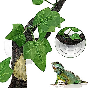 NOMAL Reptile Climbing Branch Terrarium Plant Decoration with Suction Cup for Bearded Dragons Lizards Geckos Amphibian Habitat Decor